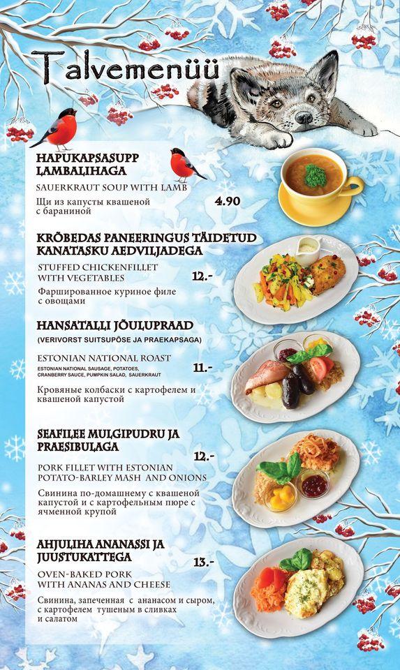 Speisekarte von Hansa Tall & Hansa Hoov restaurant, Tartu