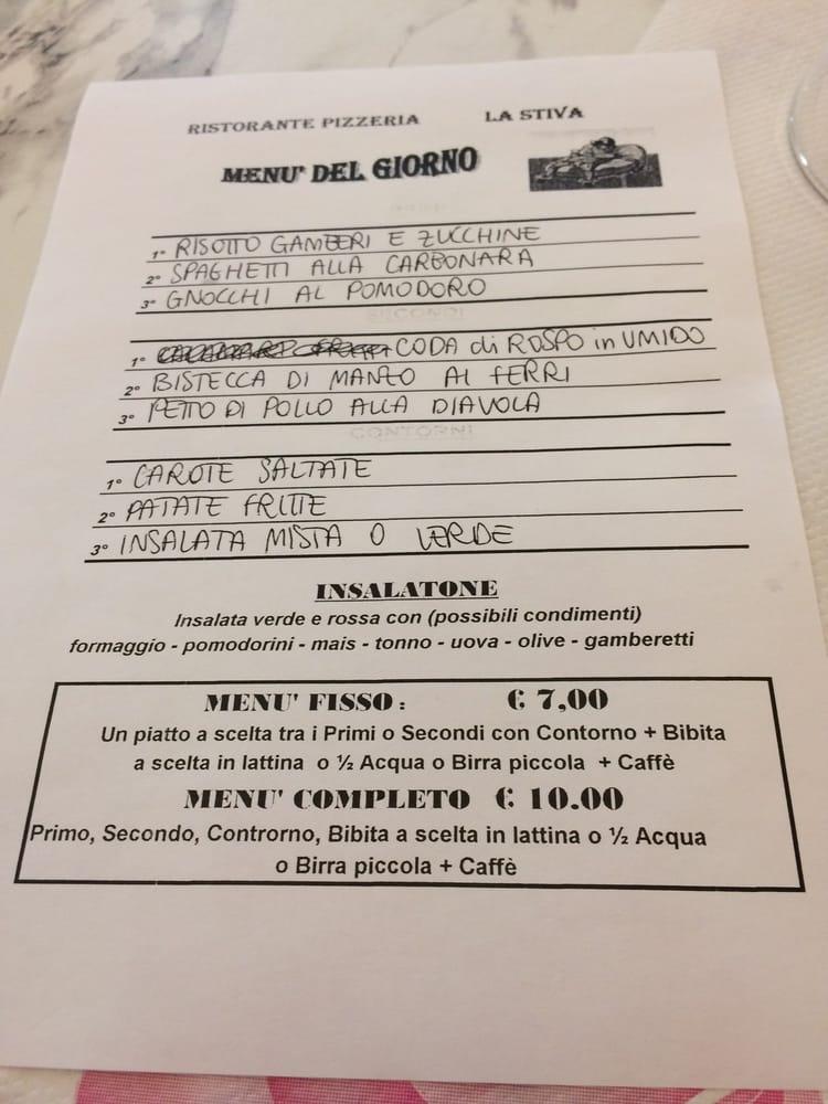 Menu au La Stiva pizzeria, Milan