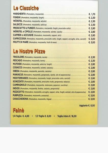 Menu at Pizzeria Il Pizzicotto, Nuoro