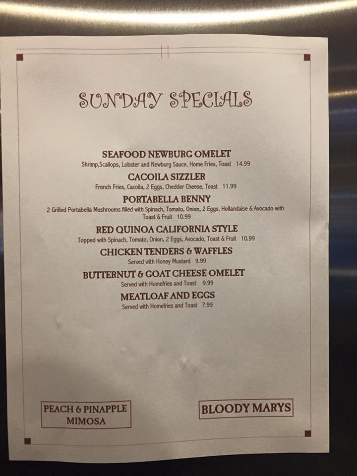Menu at The Boondocks restaurant, Berkley