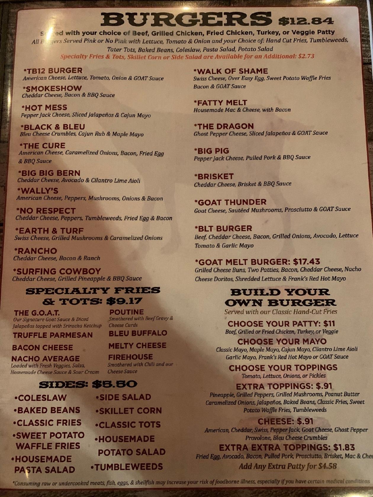 Menu at The Goat pub & bar, Portsmouth