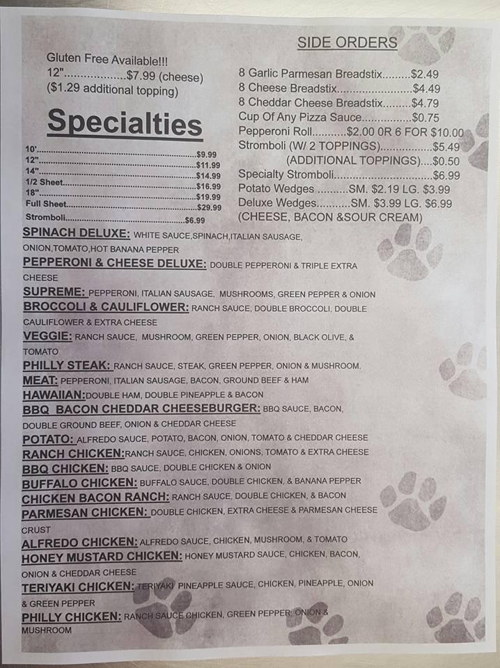 Menu at Tiger Den Pizza pizzeria, Newton Falls