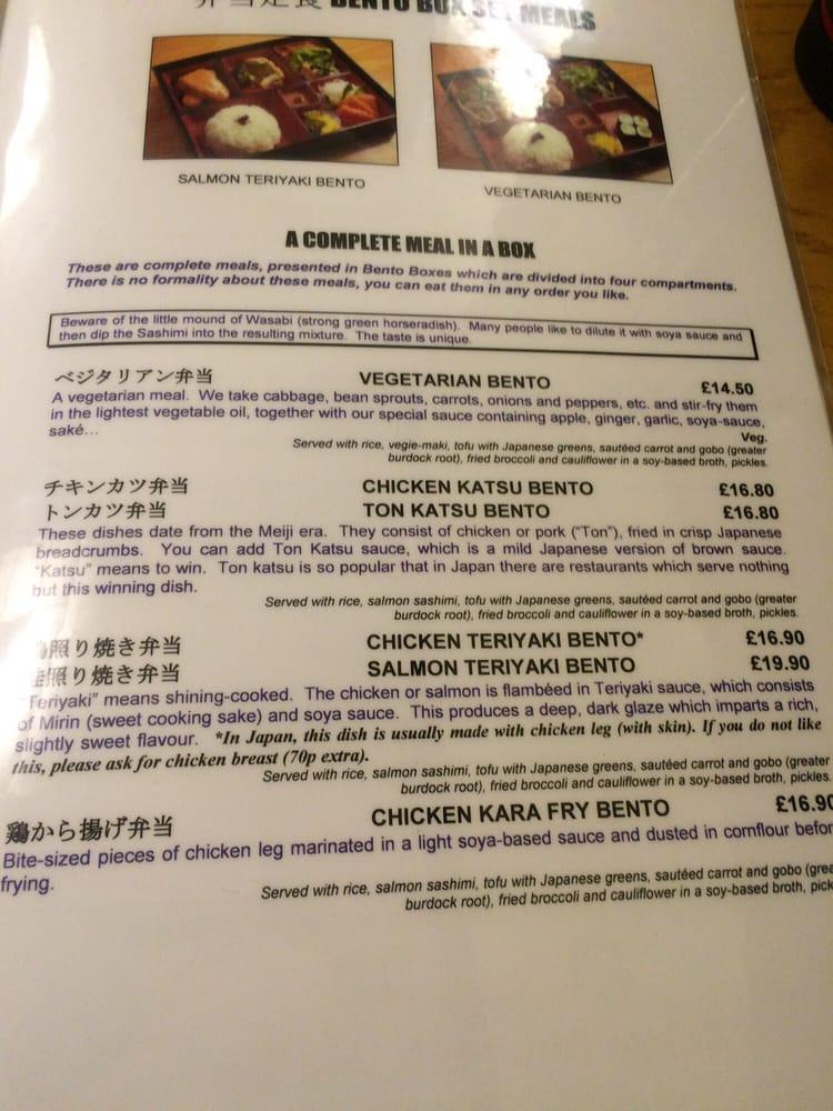 Menu at Tokyo Diner restaurant, London