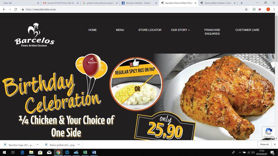 Menu at Barcelos Glenfair, Pretoria, Glenfair Shopping Centre