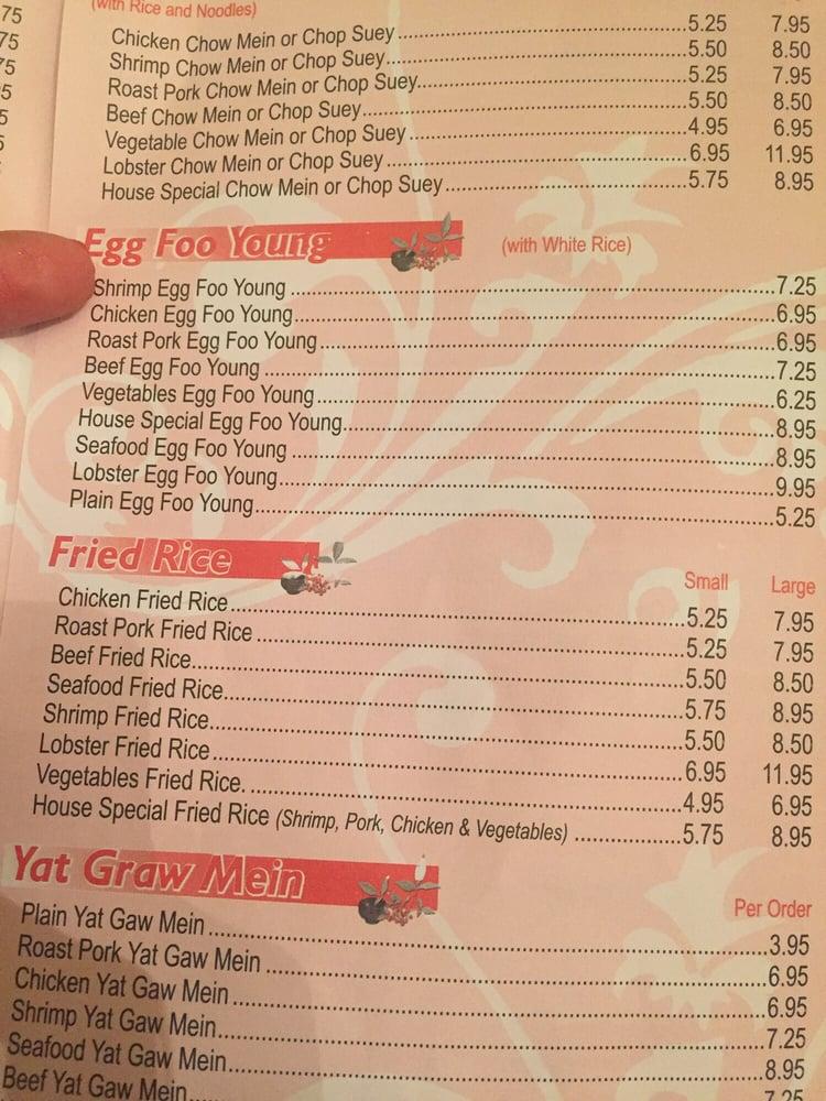 Menu at Chinaex Carry Out restaurant, Baltimore