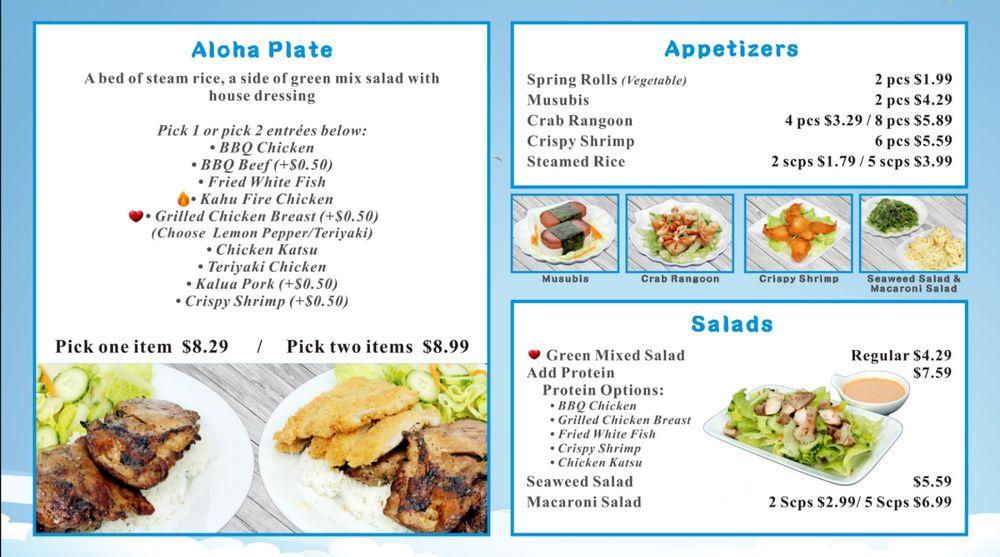 Menu at Kahu Hawaiian BBQ, Phoenix