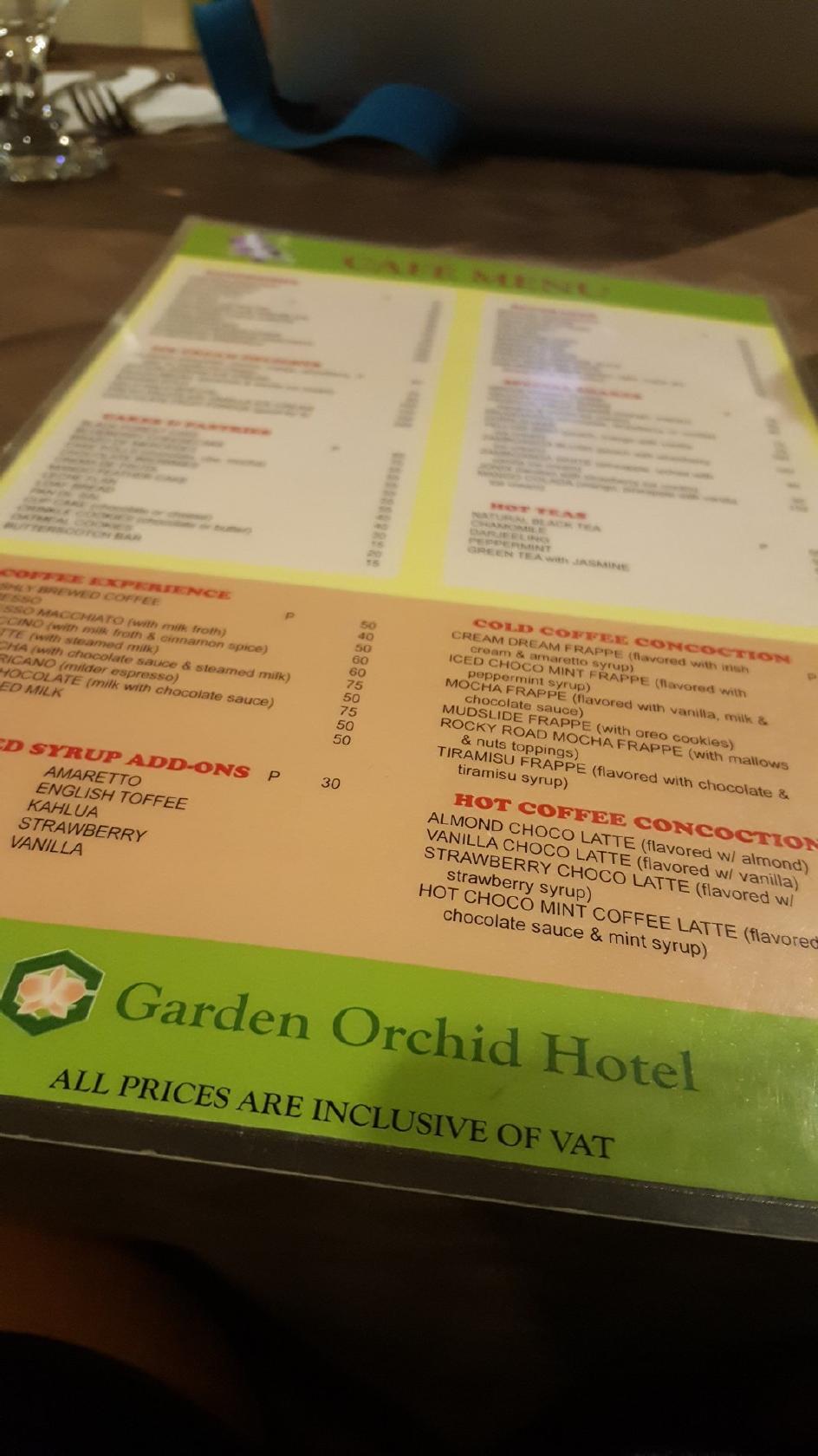 Menu at Lobby Cafe @ Garden Orchid Hotel, Zamboanga