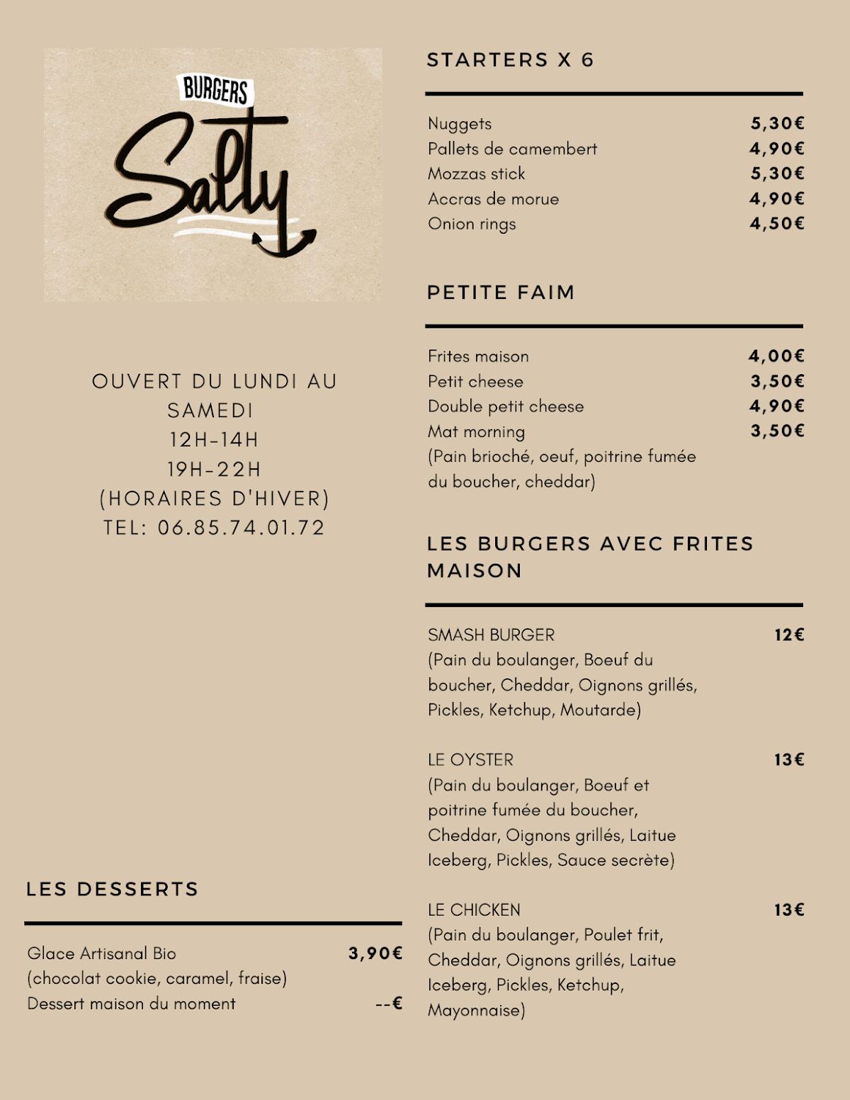 Menu au Oyster Family restaurant, Labenne