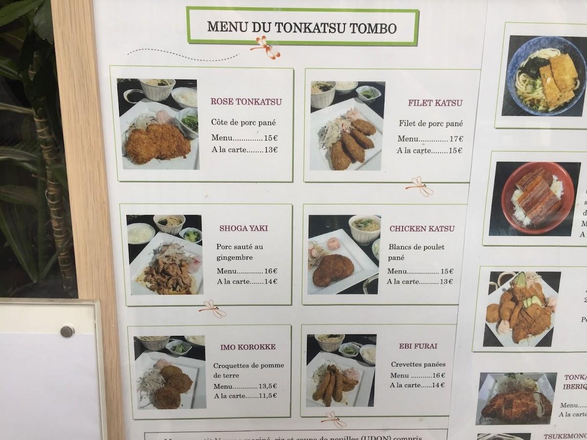 Menu at Tonkatsu Tombo restaurant, Paris
