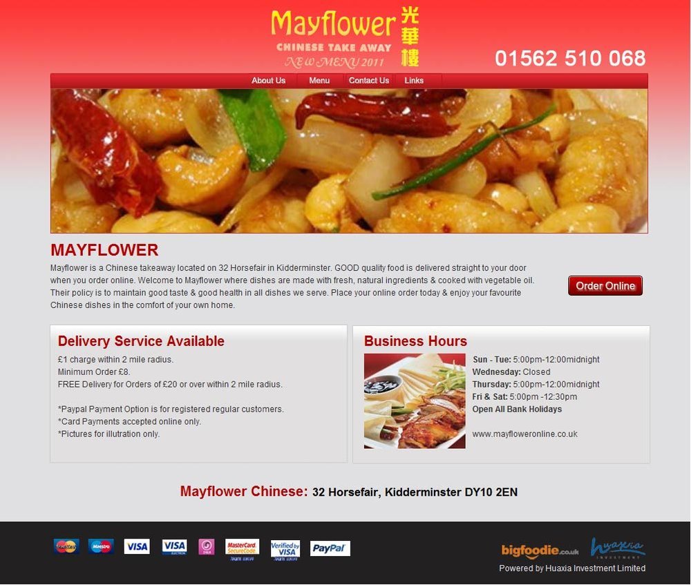 Mayflower Chinese Takeaway in Kidderminster - Restaurant menu and reviews