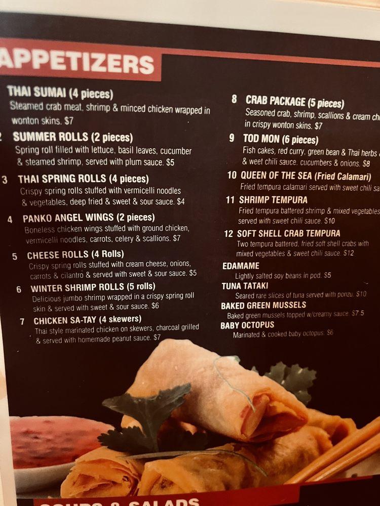 Menu at Chang Thai restaurant, Clemmons