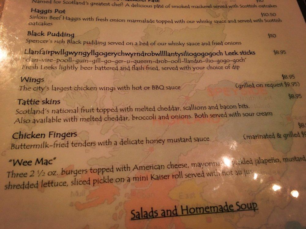 Menu at Duke Of Perth pub & bar, Chicago