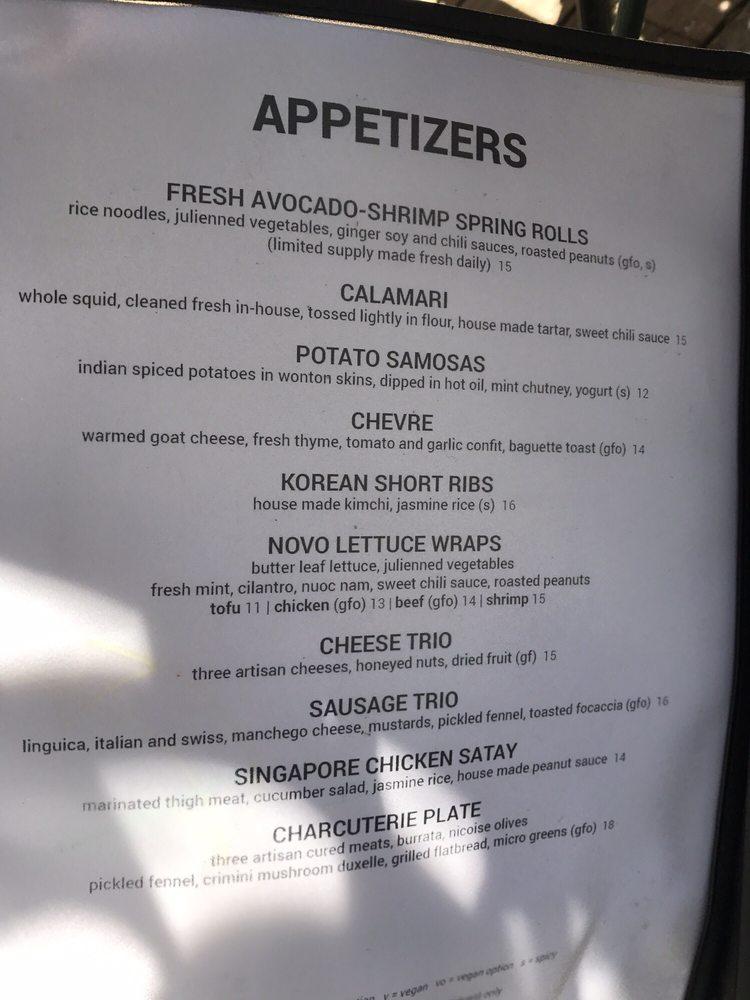 Menu at Novo pub & bar, San Luis Obispo