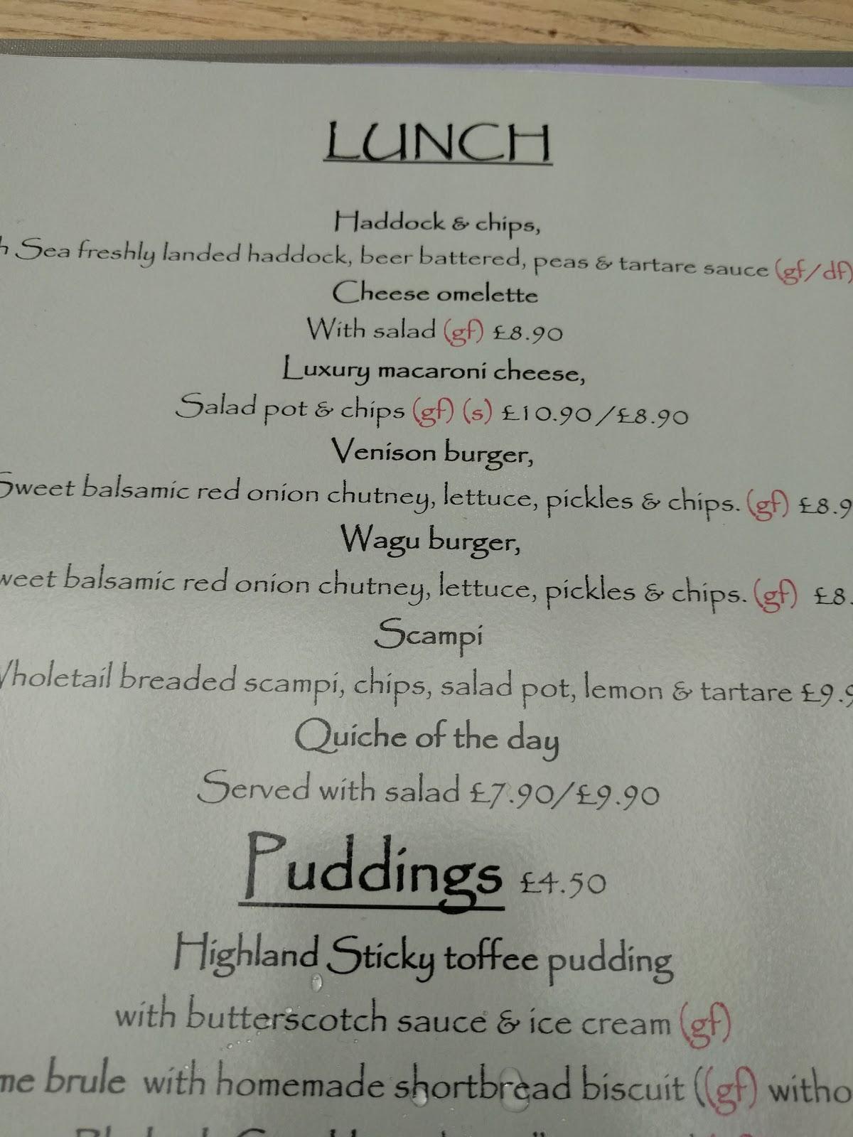 Menu at Atrium Cafe Restaurant, Callander
