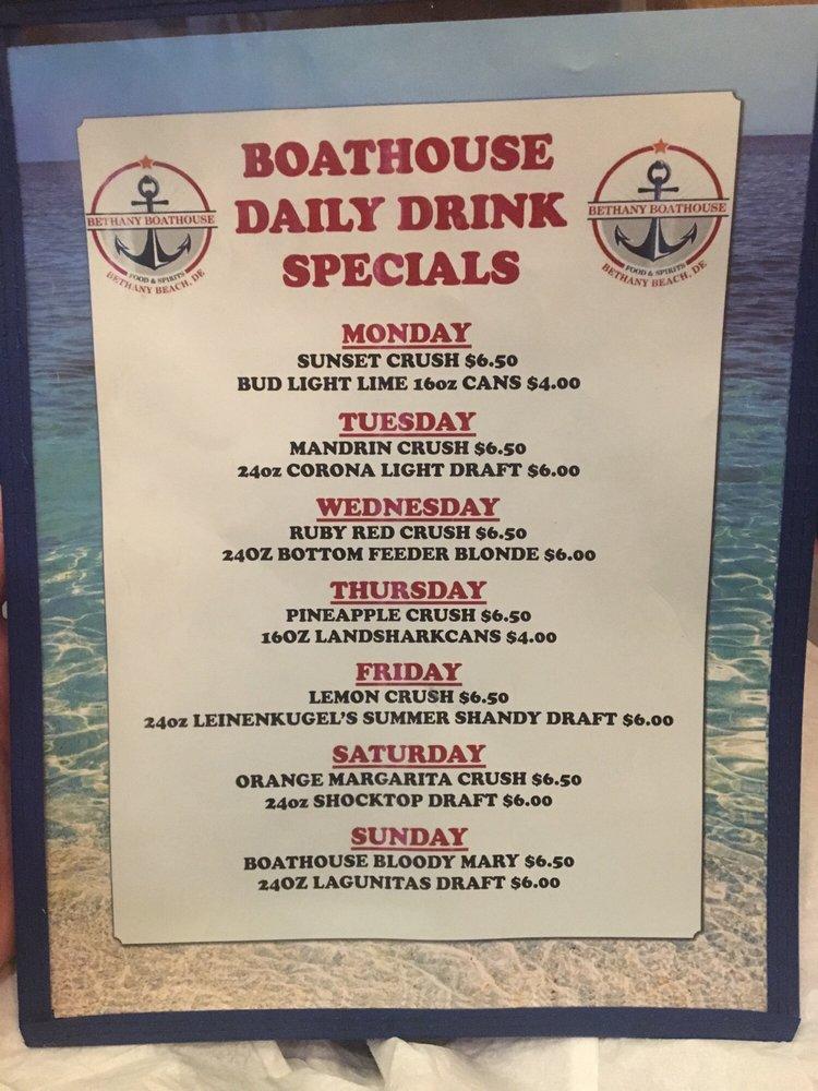 Menu at Bethany Boathouse pub & bar, Bethany Beach, Hickman Plaza Rd