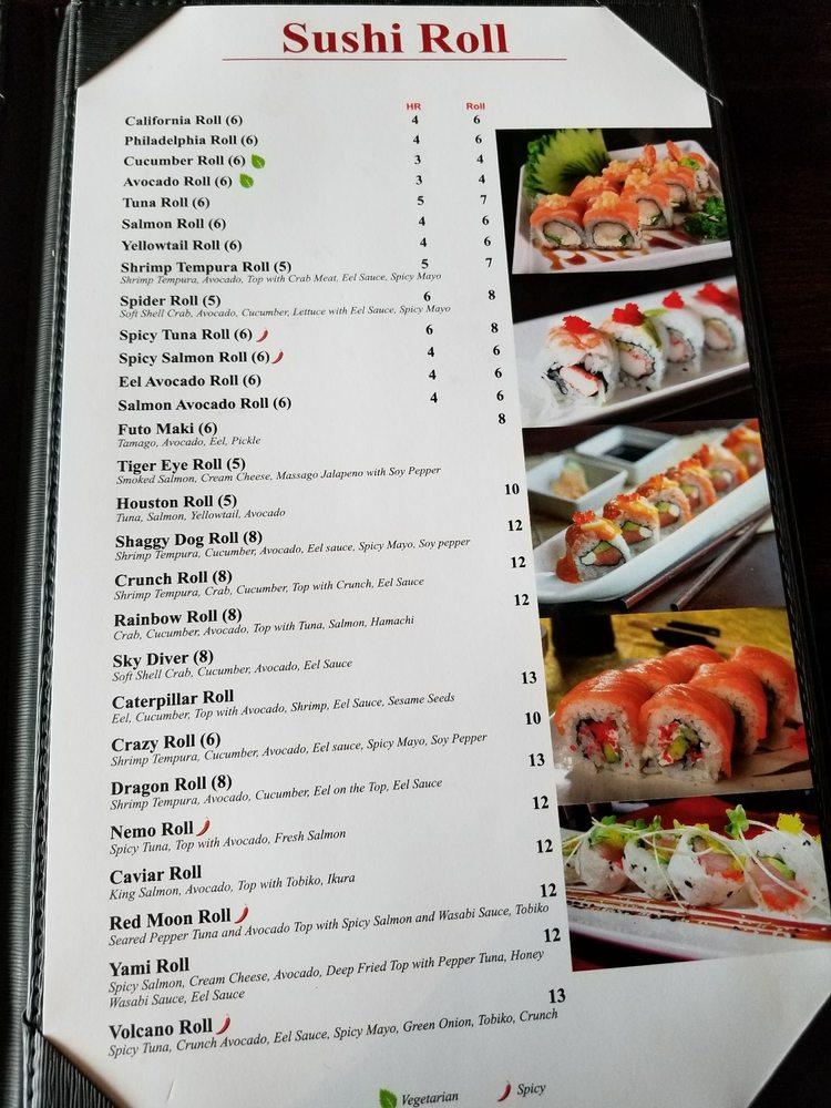 Menu at Blōōfin restaurant, The Woodlands