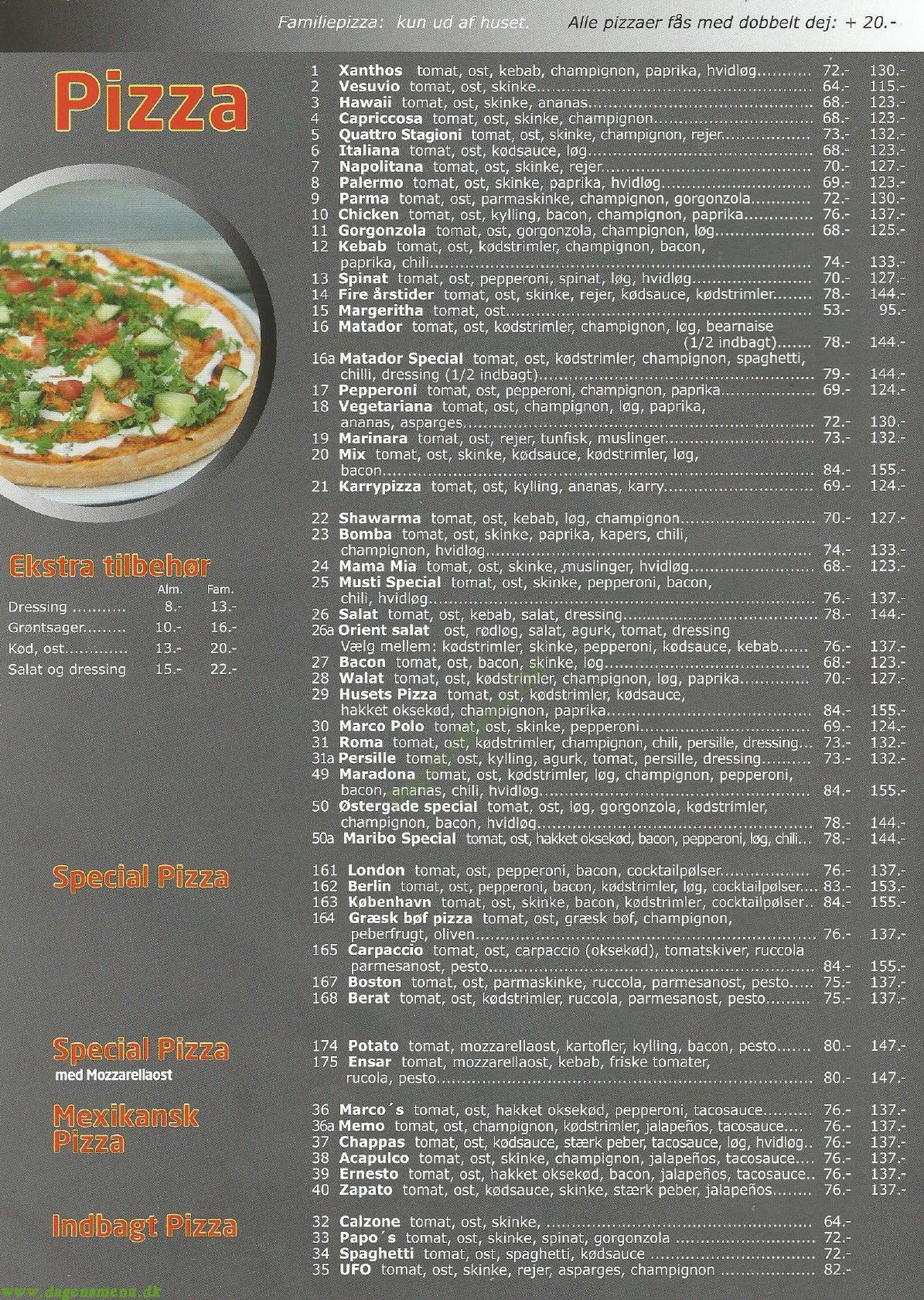 Menu at Café Xanthos Maribo restaurant, Maribo