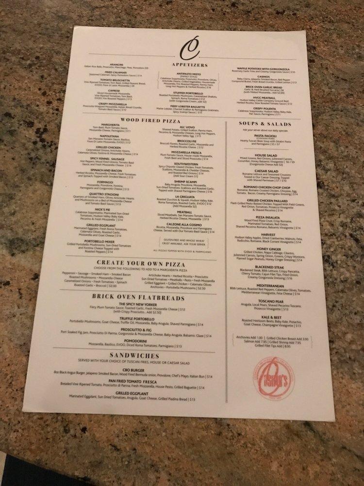 Menu at Cosimo's pizzeria, Newburgh, NY-300