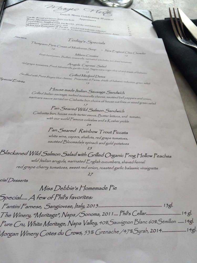 Menu at Magic Flute Restaurant, San Francisco