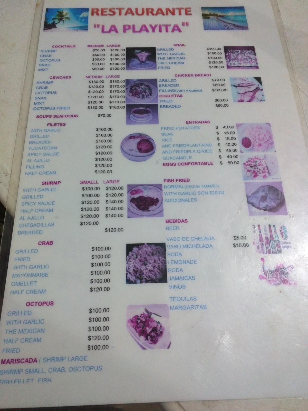 Menu at Restaurante La Playita, Celestún