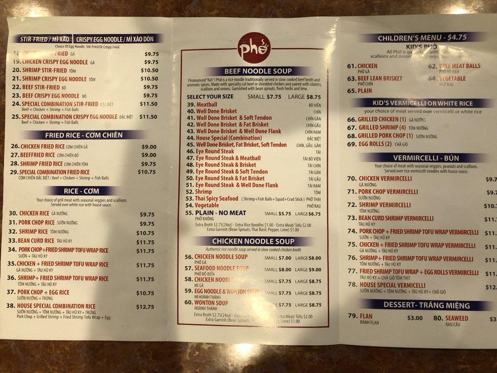 Menu at Rice N Pho Vietnamese Restaurant, Shippensburg