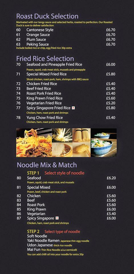 Menu at Tasty Oriental Cuisine fast food, Newtownards