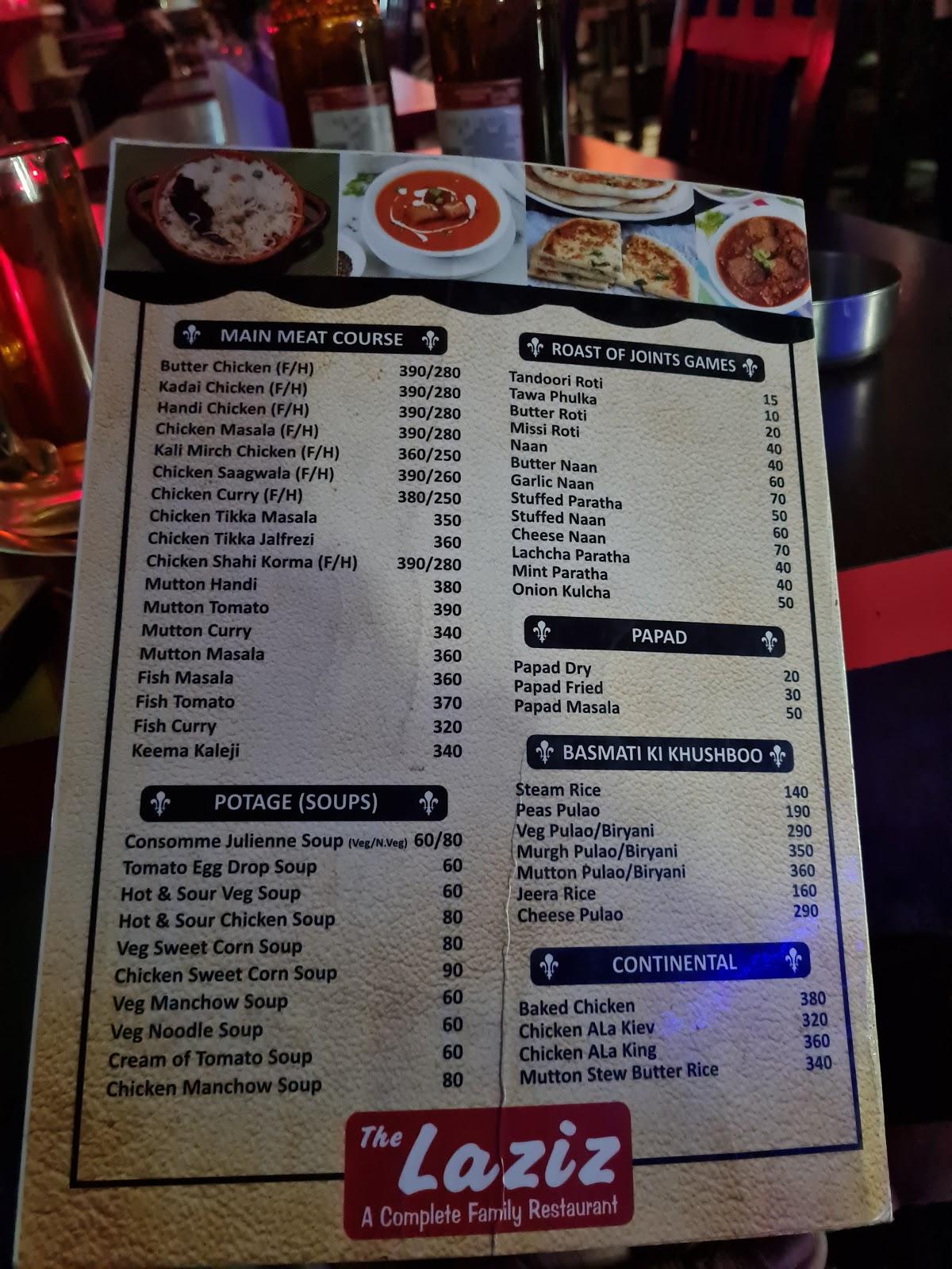 Menu at Laziz, The Barbeque Station, Haldwani
