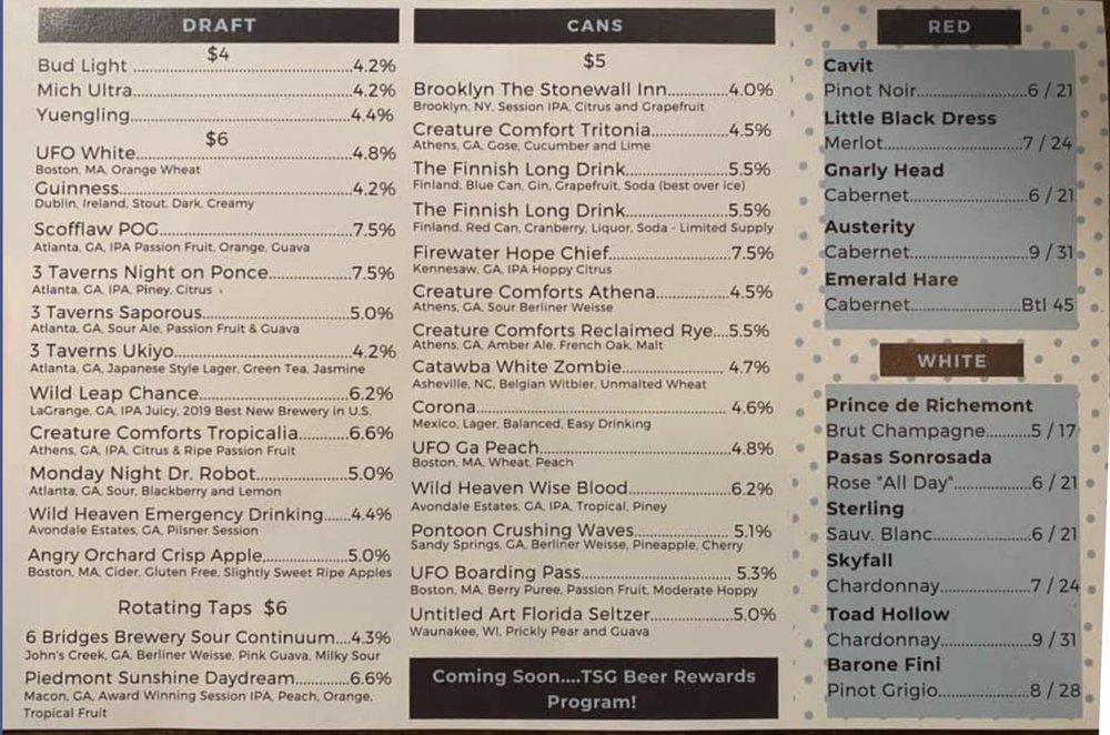 Carta del pub y bar The Social Goat Tavern, Covington