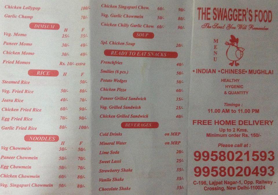 Menu at The Swagger's Food, Delhi, C-196