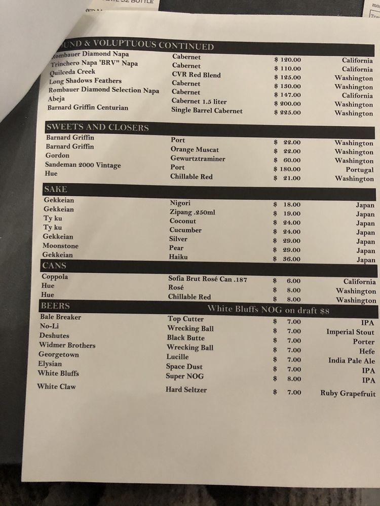 Menu at Wine Social pub & bar, Richland