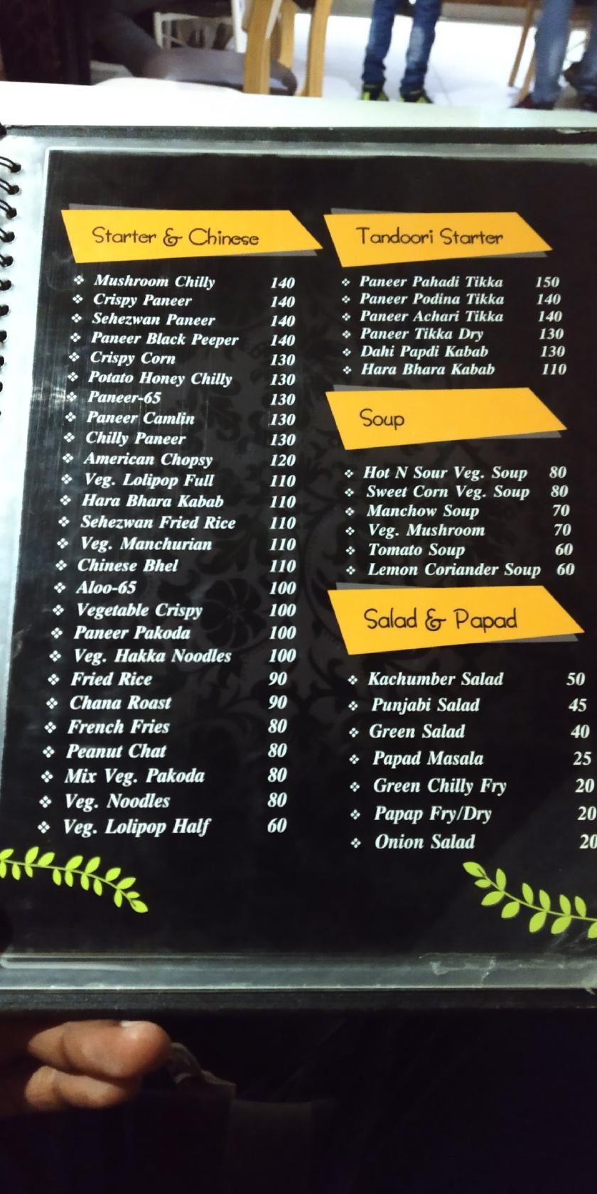 Menu at Yes Dhaba, Indore, 3