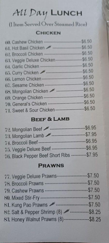 Menu at Li Xu's Kitchen fast food, Patterson