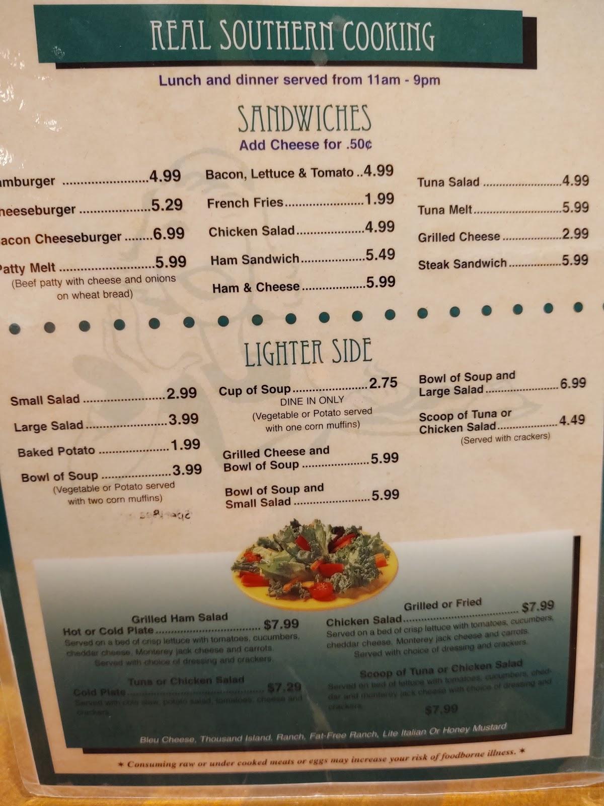Menu at Mama Penn's Restaurant, Anderson, N Main St