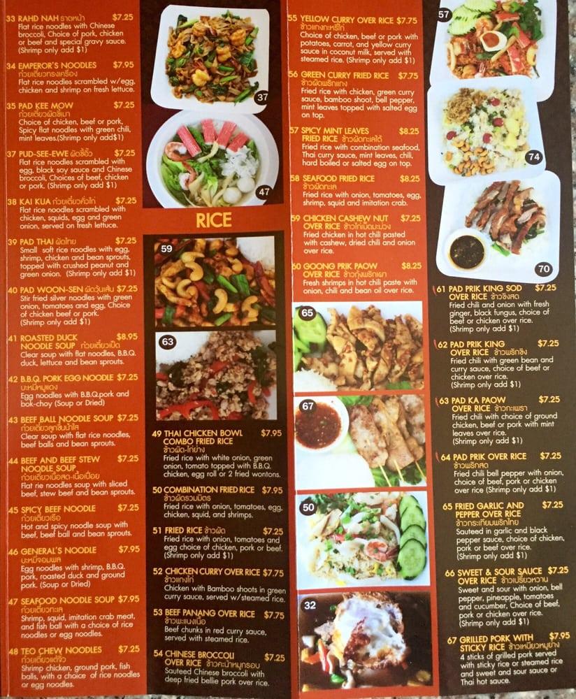 Menu at Thai Kitchen Bowl restaurant, Fontana