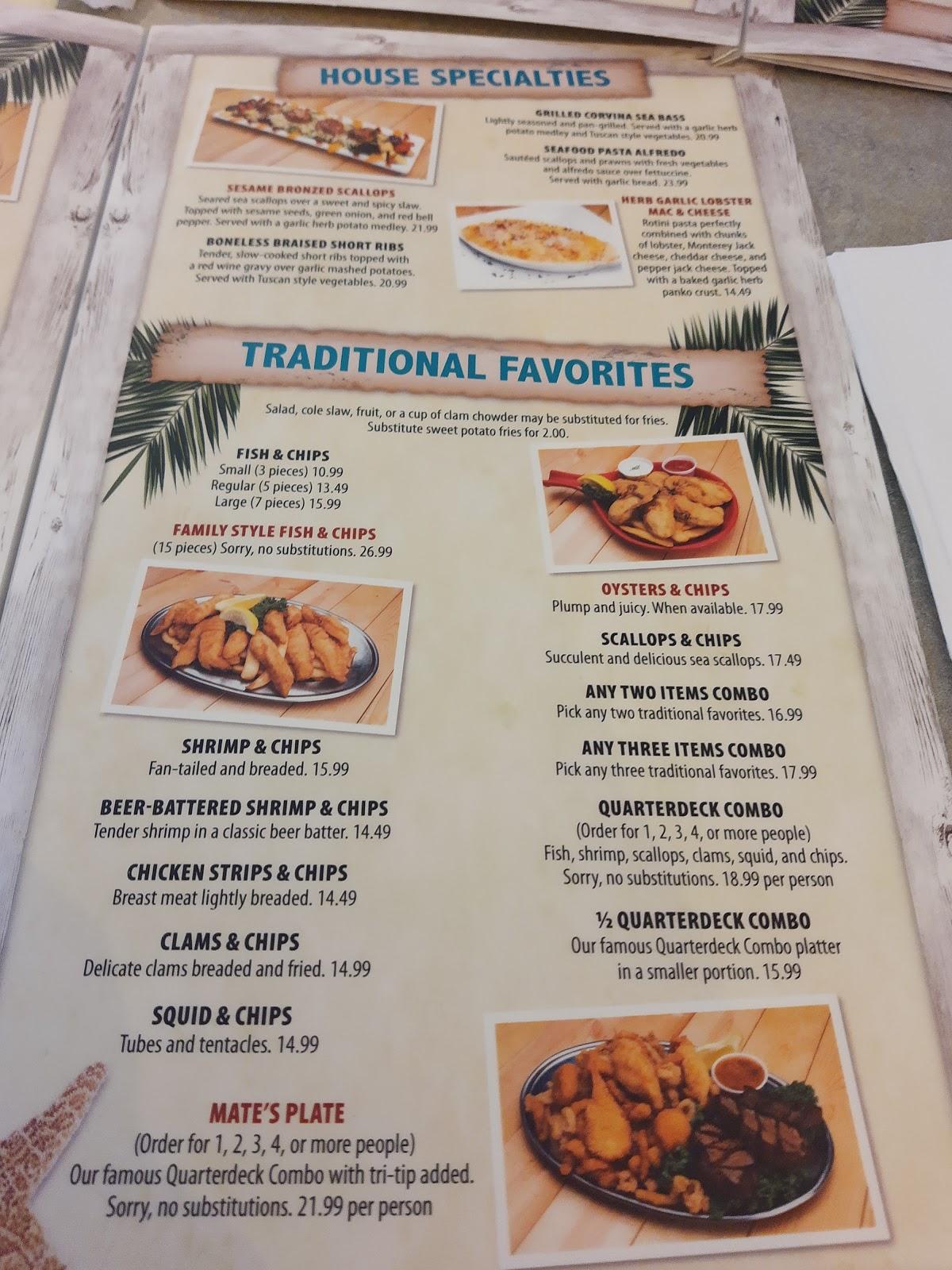 Menu at The Quarterdeck Seafood Bar & Grill, Arroyo Grande