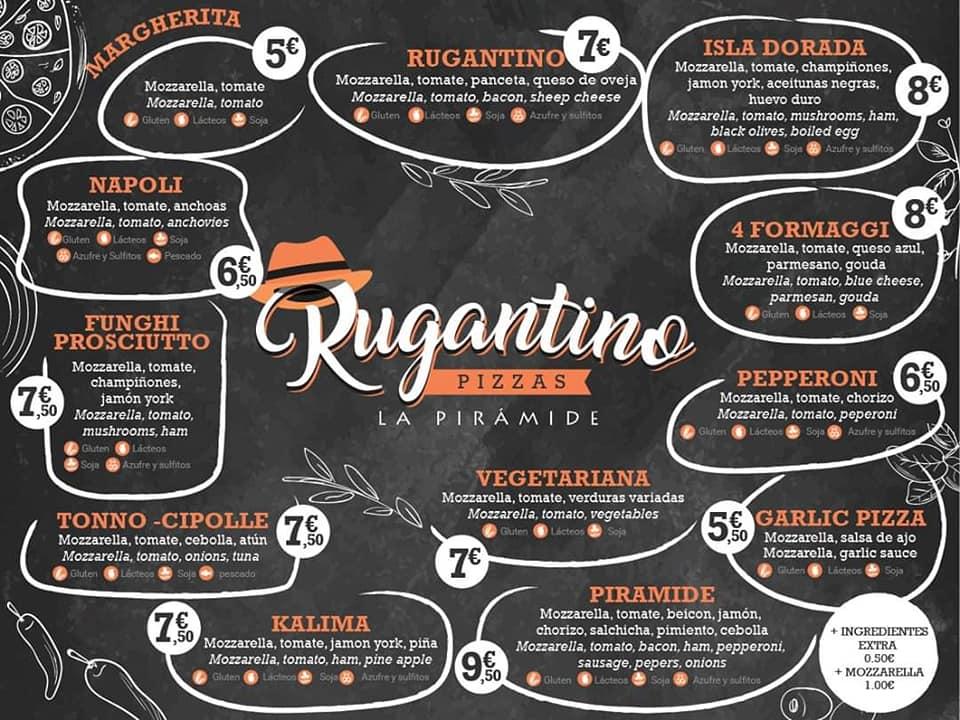 Menu at Pizzeria Rugantino en La Piramide, Nuevo Horizonte