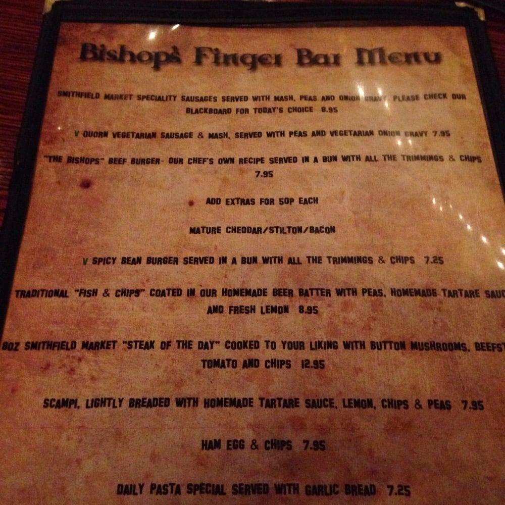 Menu at Bishops Finger pub & bar, London, 9-10 W Smithfield