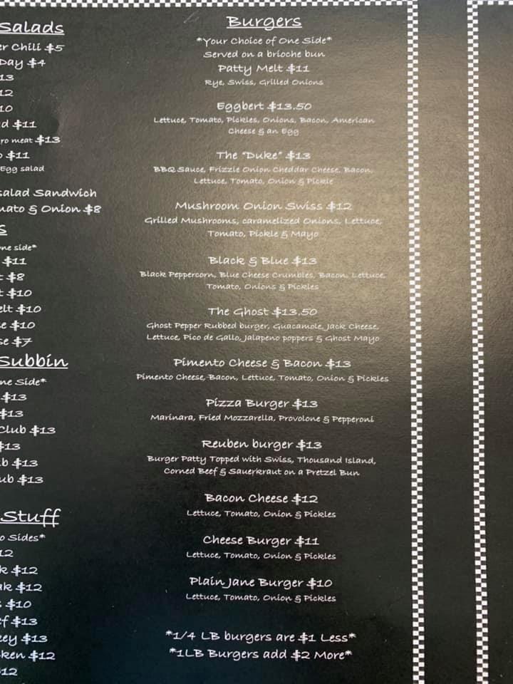 Menu at The Daybreak diner restaurant, Orlando
