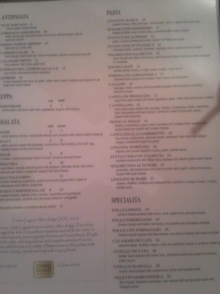 Menu at Grazie Ristorante Southcenter restaurant, Tukwila