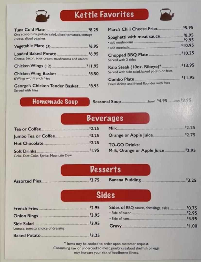 Menu at Kopper Kettle Family Restaurant, Pineville