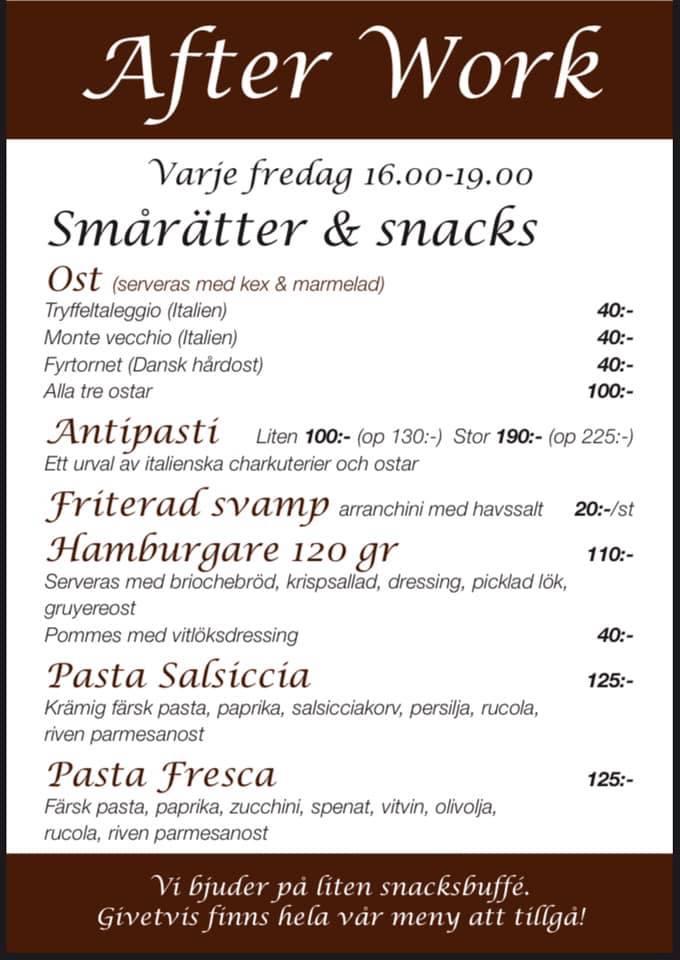 Carta del pub y bar Restaurang Grappa, Varberg