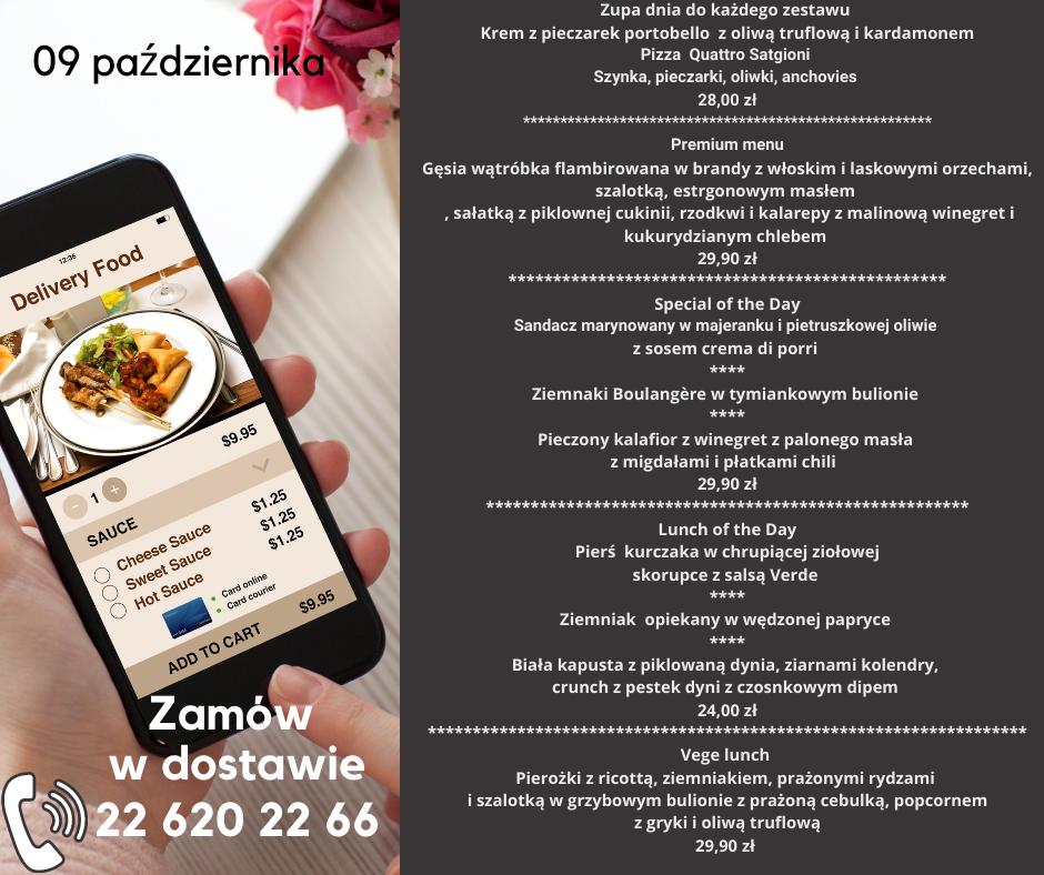 Menu at Restro restaurant, Warsaw