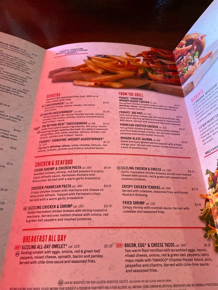 Menu at TGI Fridays pub & bar, Asheville, 115 Hendersonville Rd