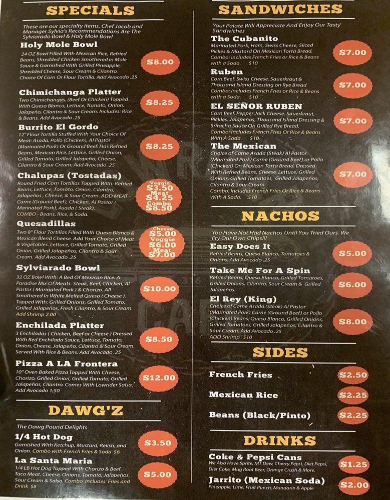Menu at Lowrider Cafe, Toledo