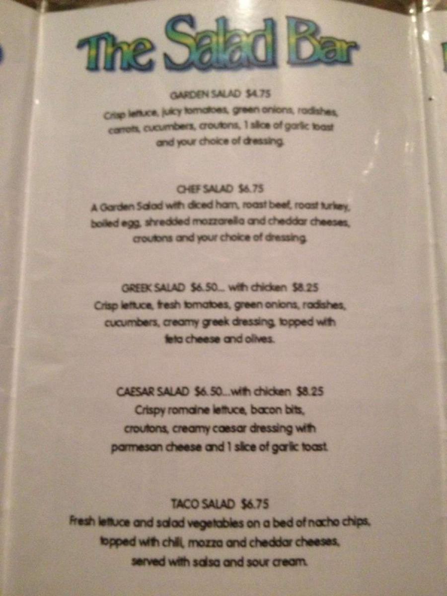 Menu at Bleachers Sports Bar, Winnipeg