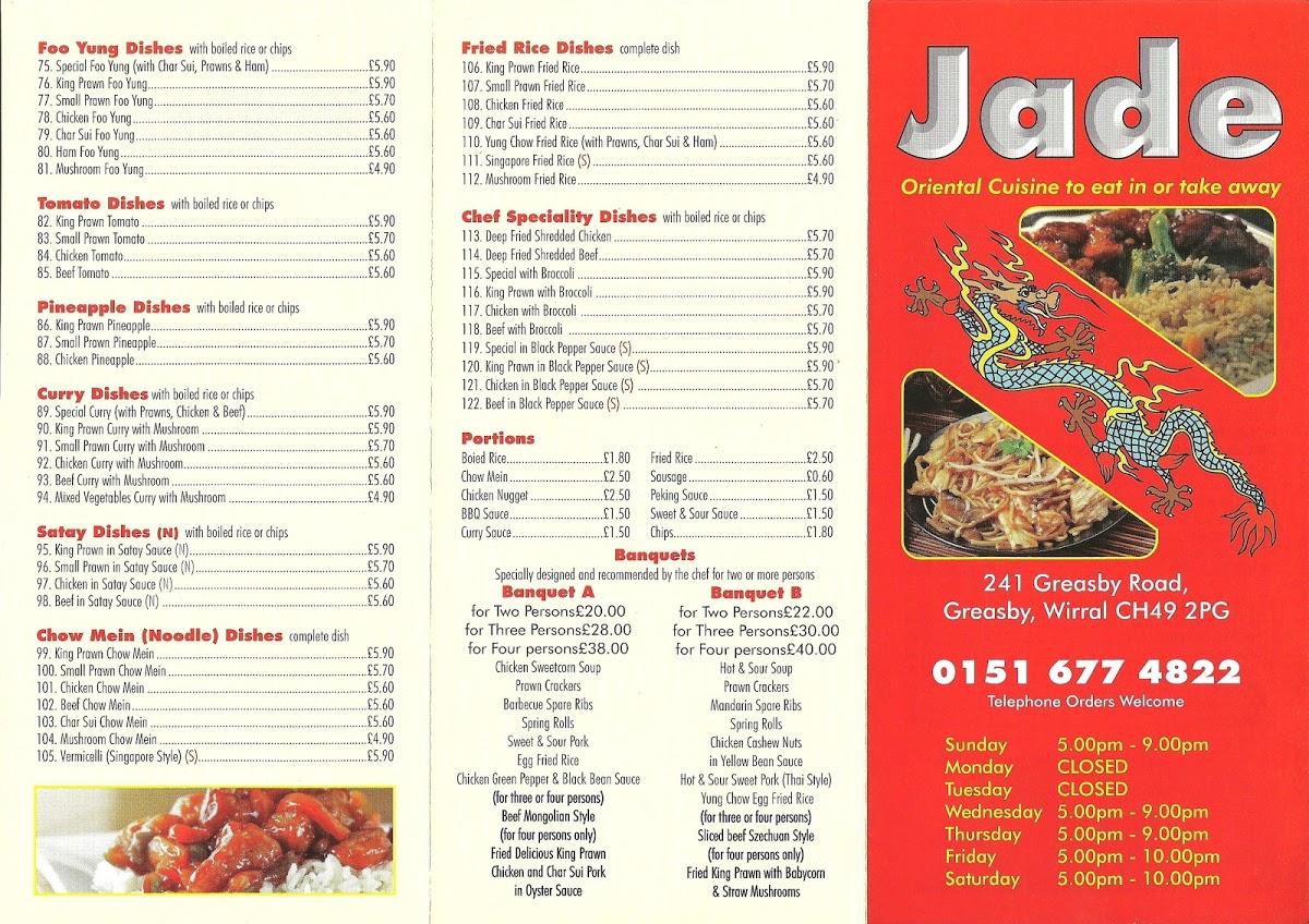 Menu at Jade Cafe and Restaurant, Birkenhead, 241 Greasby Rd