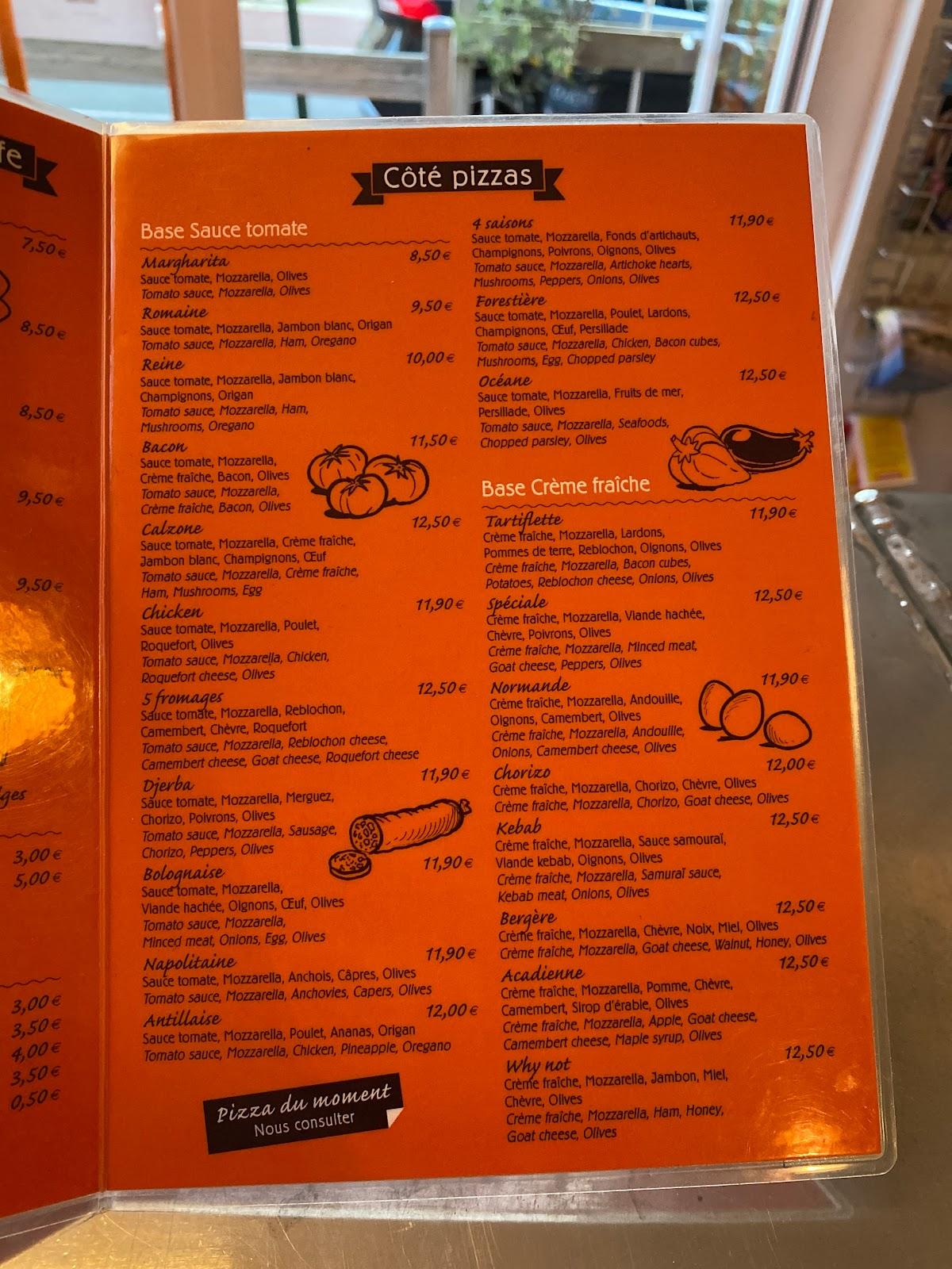 Menu at La Mama fast food, Saint-Aubin-sur-Mer