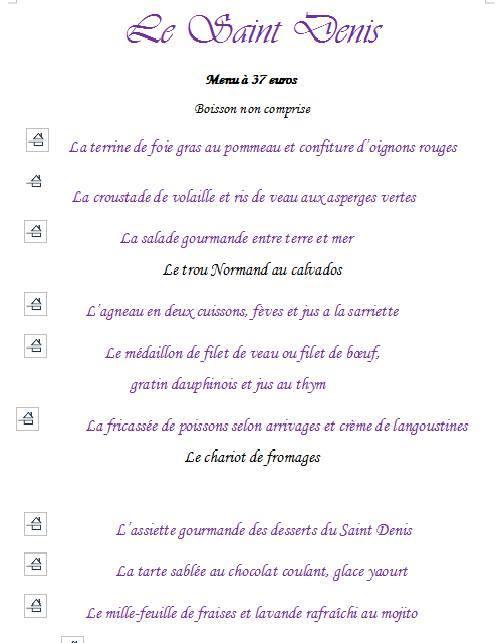 Menu au La Taverne Saint Denis restaurant, Héricourt-en-Caux