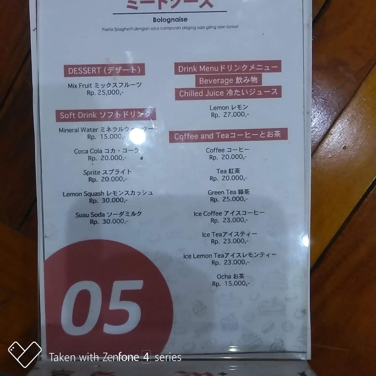 Menu at Momiji Restaurant, Bekasi Regency
