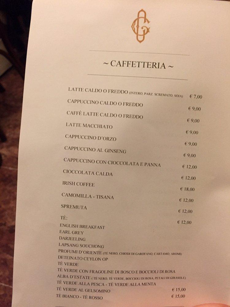 Menu da Antico Caffè Greco caffè bar, Roma, Via dei Condotti